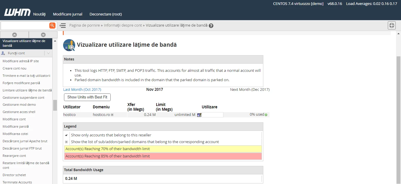 Bandwidth usage visualization | Hostico